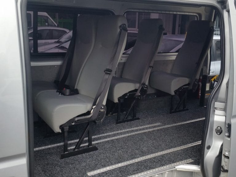 wheelchair accessible Toyota Hiace 7 seater interior - Freedom Mobility Ltd